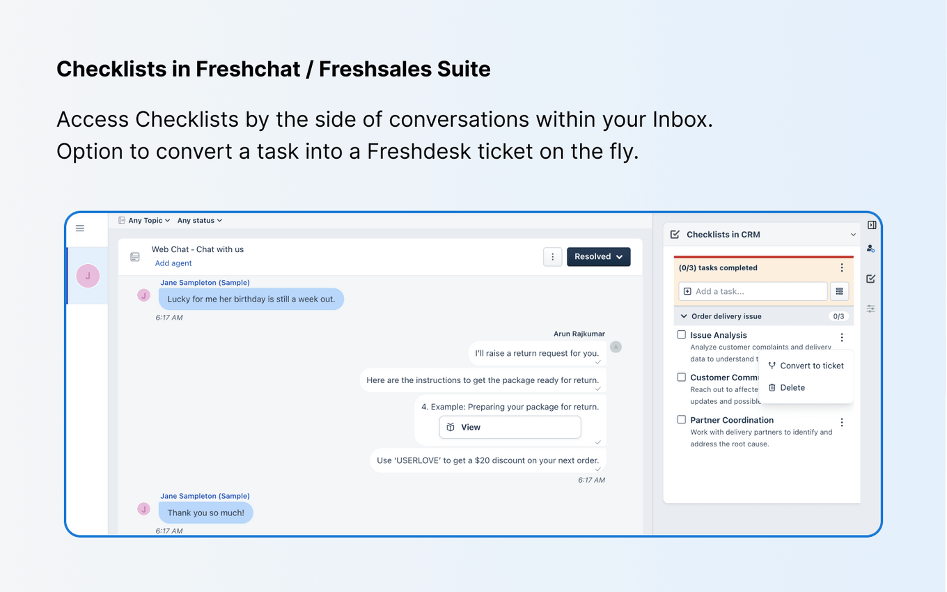 Freshworks Checklists Integration | Freshworks Marketplace